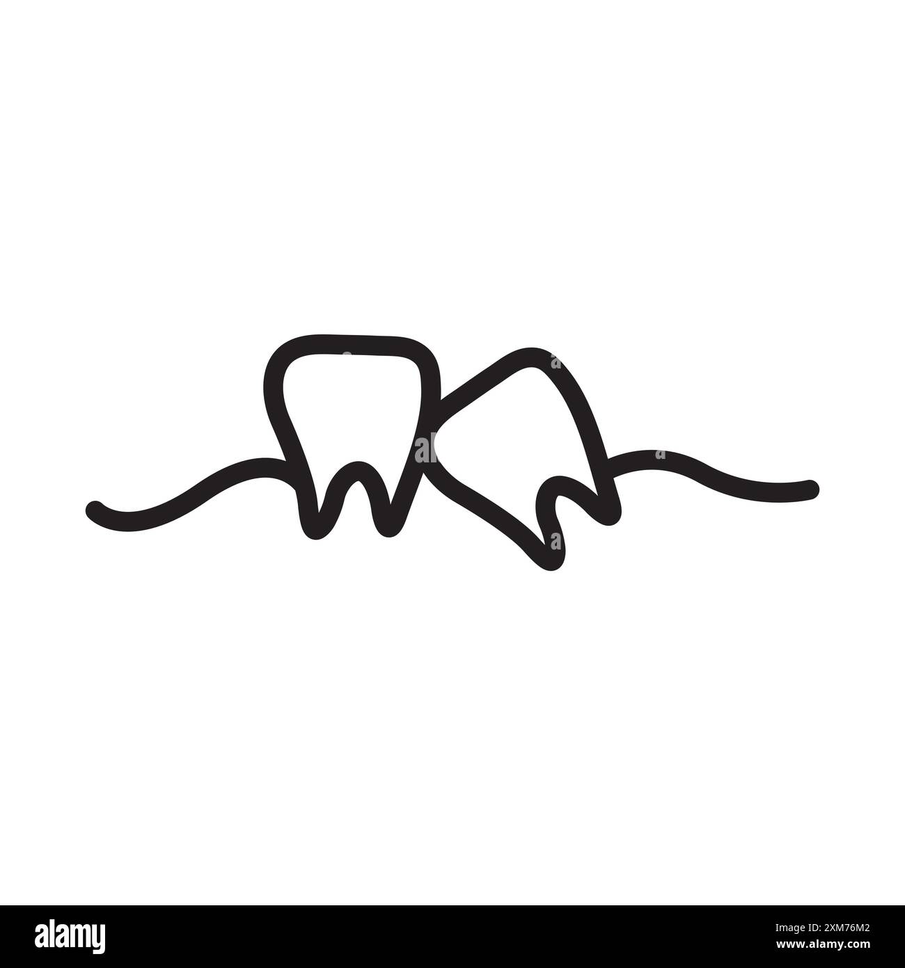 Crooked teeth icon Black line art vector in black and white outline set ...