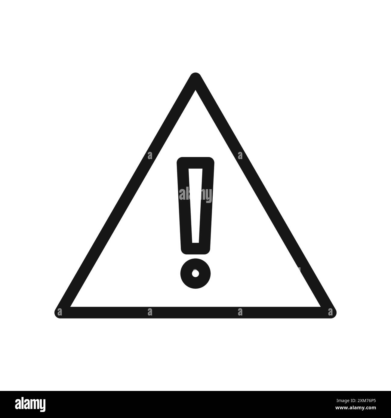 Exclamation danger icon Black line art vector in black and white ...
