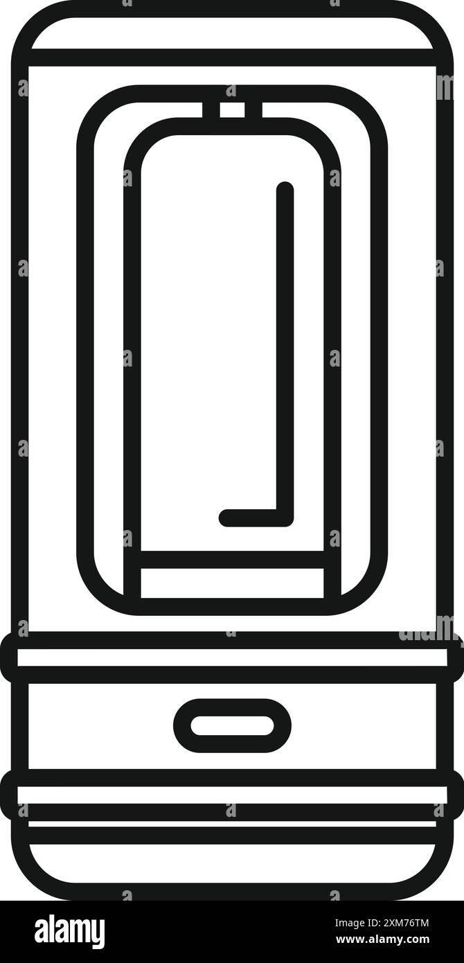 Line art icon of an electric water heater, featuring a temperature ...
