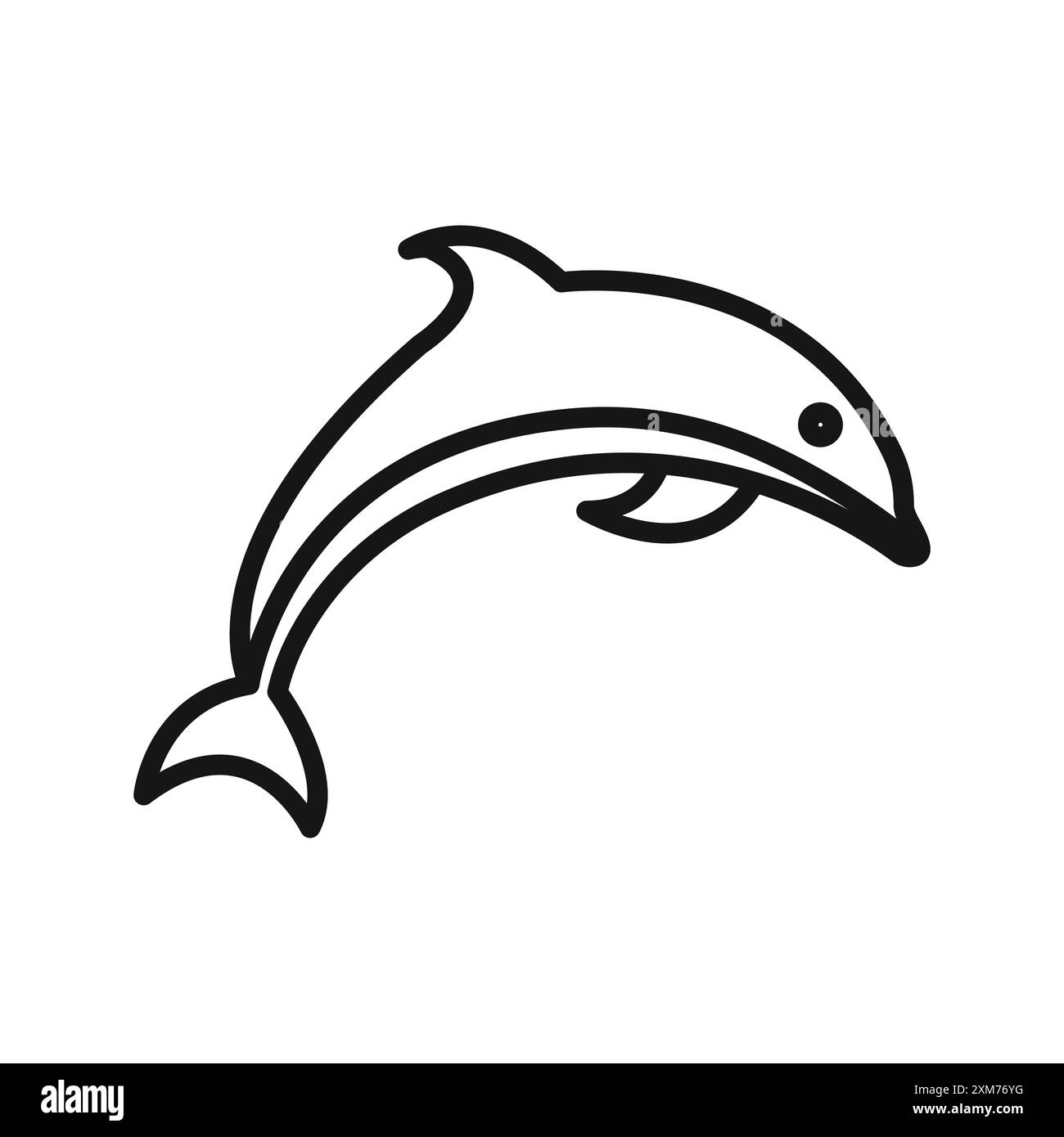 Dolphin icon Black line art vector in black and white outline set ...