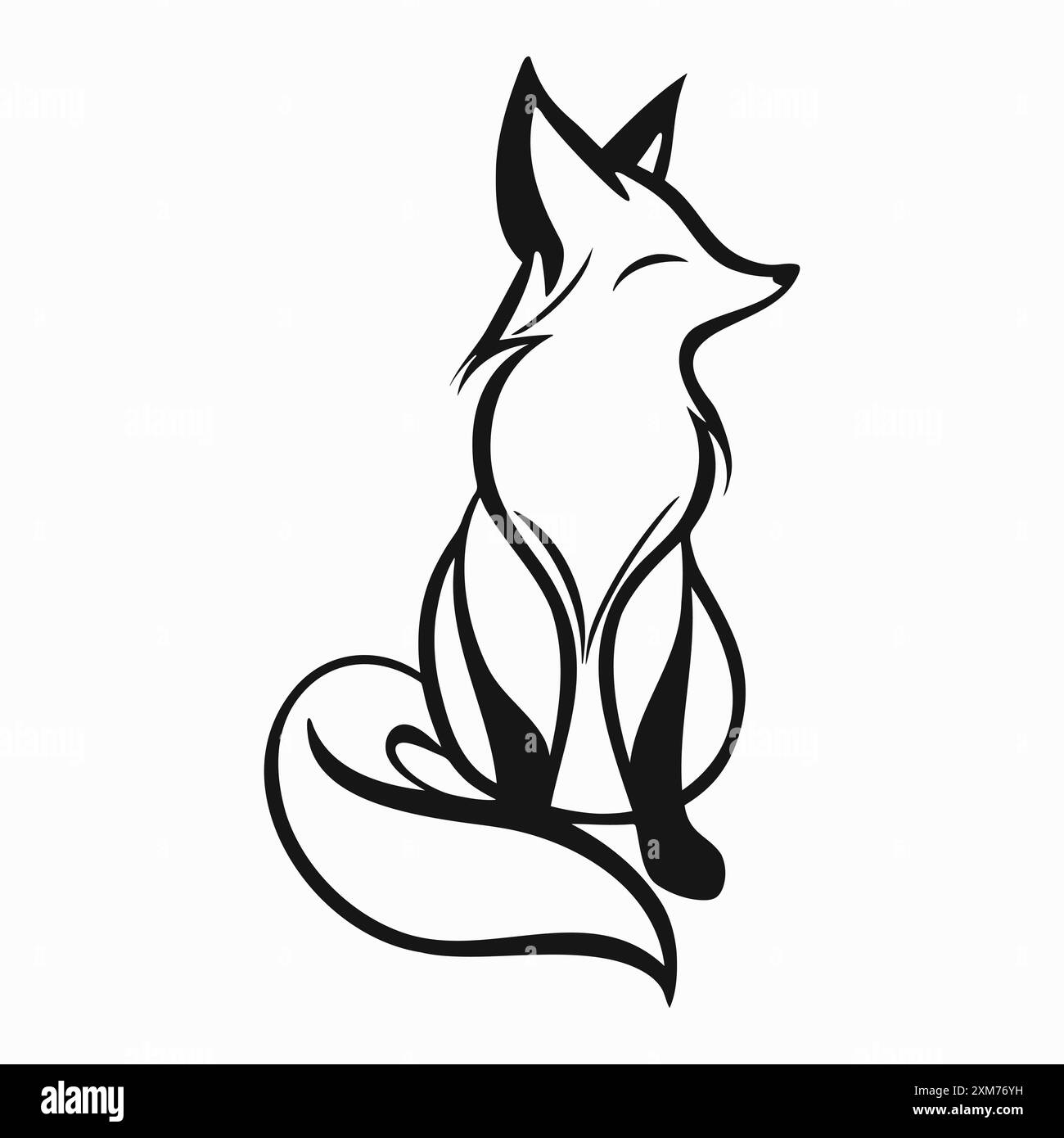 Outline abstract fox logo design. Black animal silhouette isolated on ...
