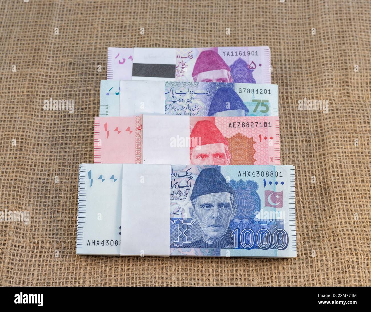 Pakistani Currency One Thousand, One Hundred, Seventy Five and Fifty ...