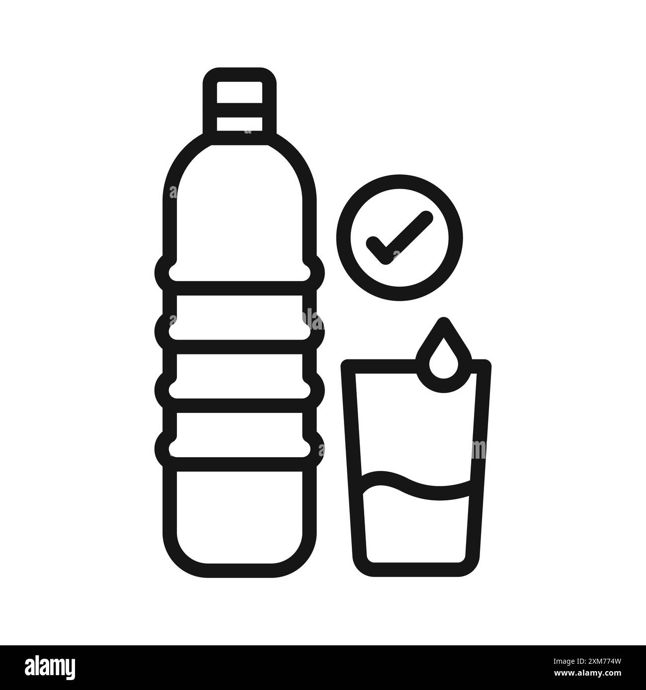 Drinking enough water icon Black line art vector in black and white ...