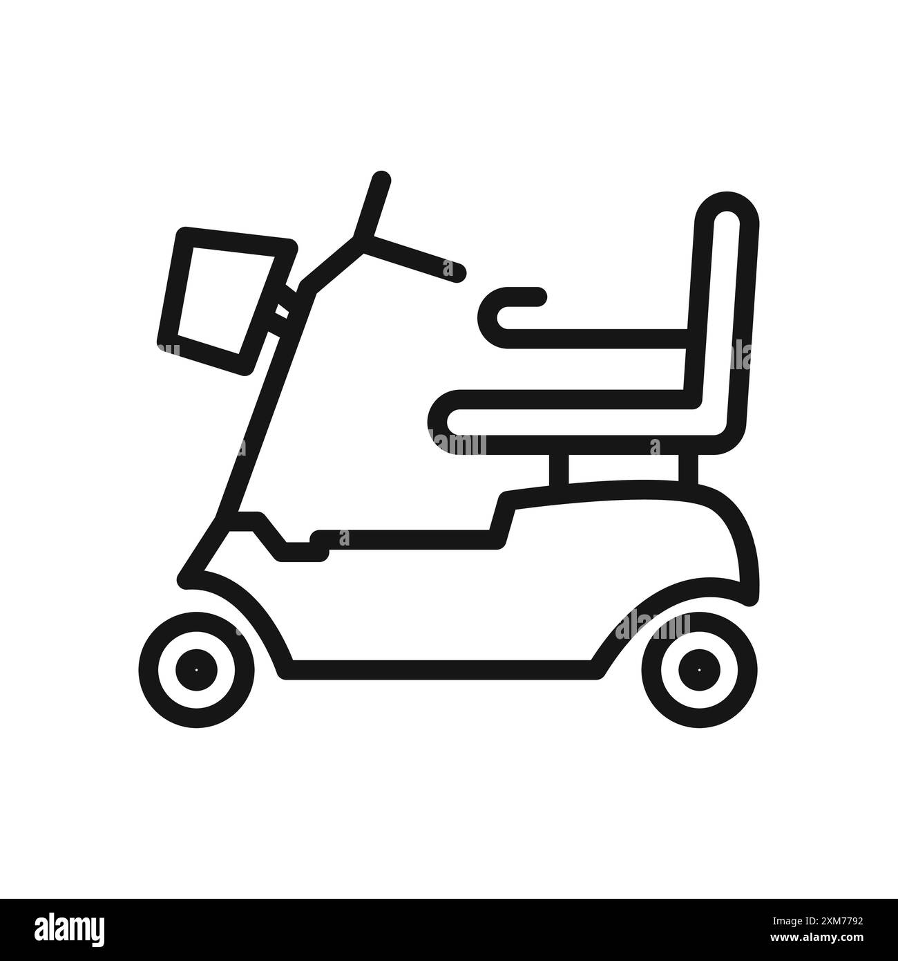 Electric wheelchair scooter icon Black line art vector in black and ...