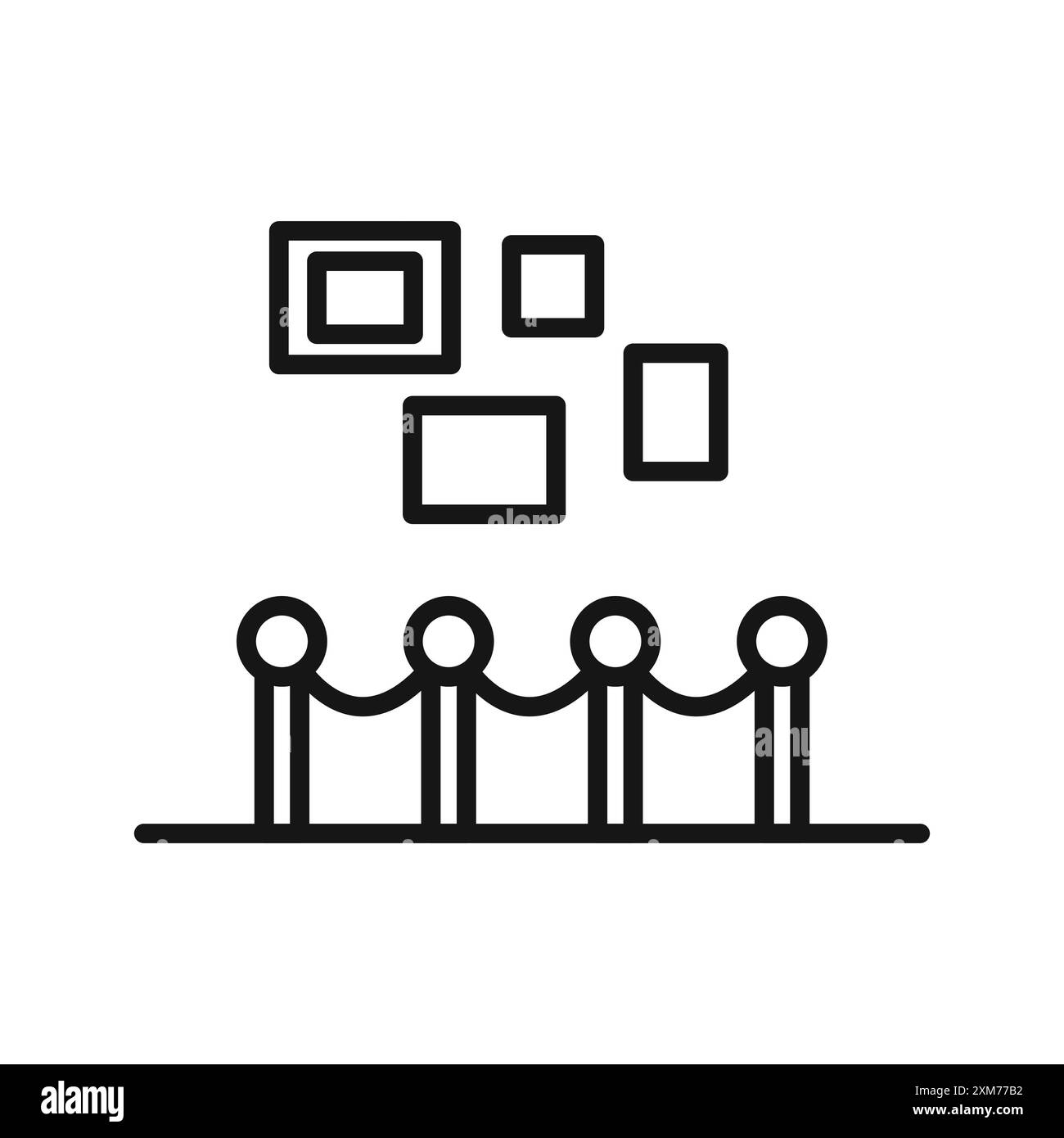 Exhibit icon Black line art vector in black and white outline set collection sign Stock Vector ...