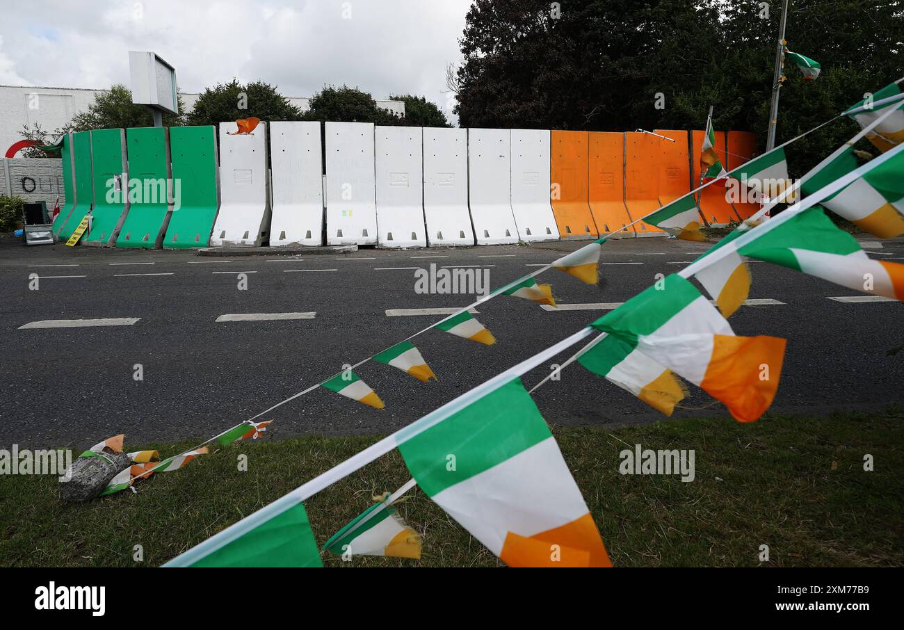 Concrete barriers erected at the entrance to the site of the former ...