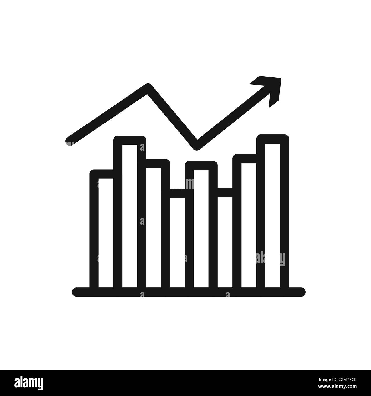 graph chart icon Black line art vector in black and white outline set ...