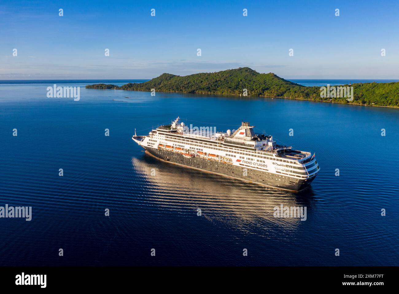 Aerial view of the cruise ship Vasco da Gama (nicko cruises) in the ...