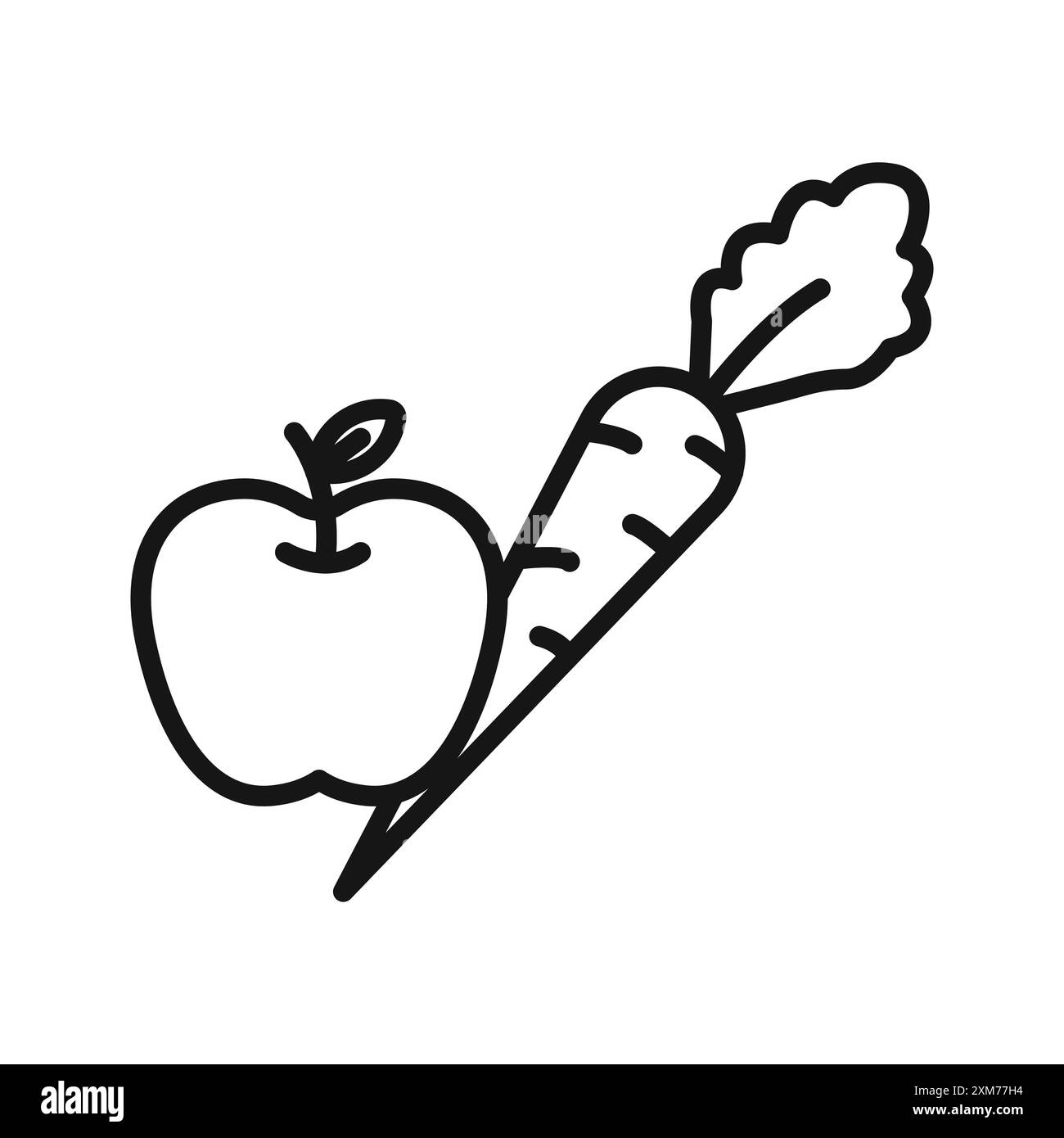 Fruits and vegetables icon Black line art vector in black and white ...