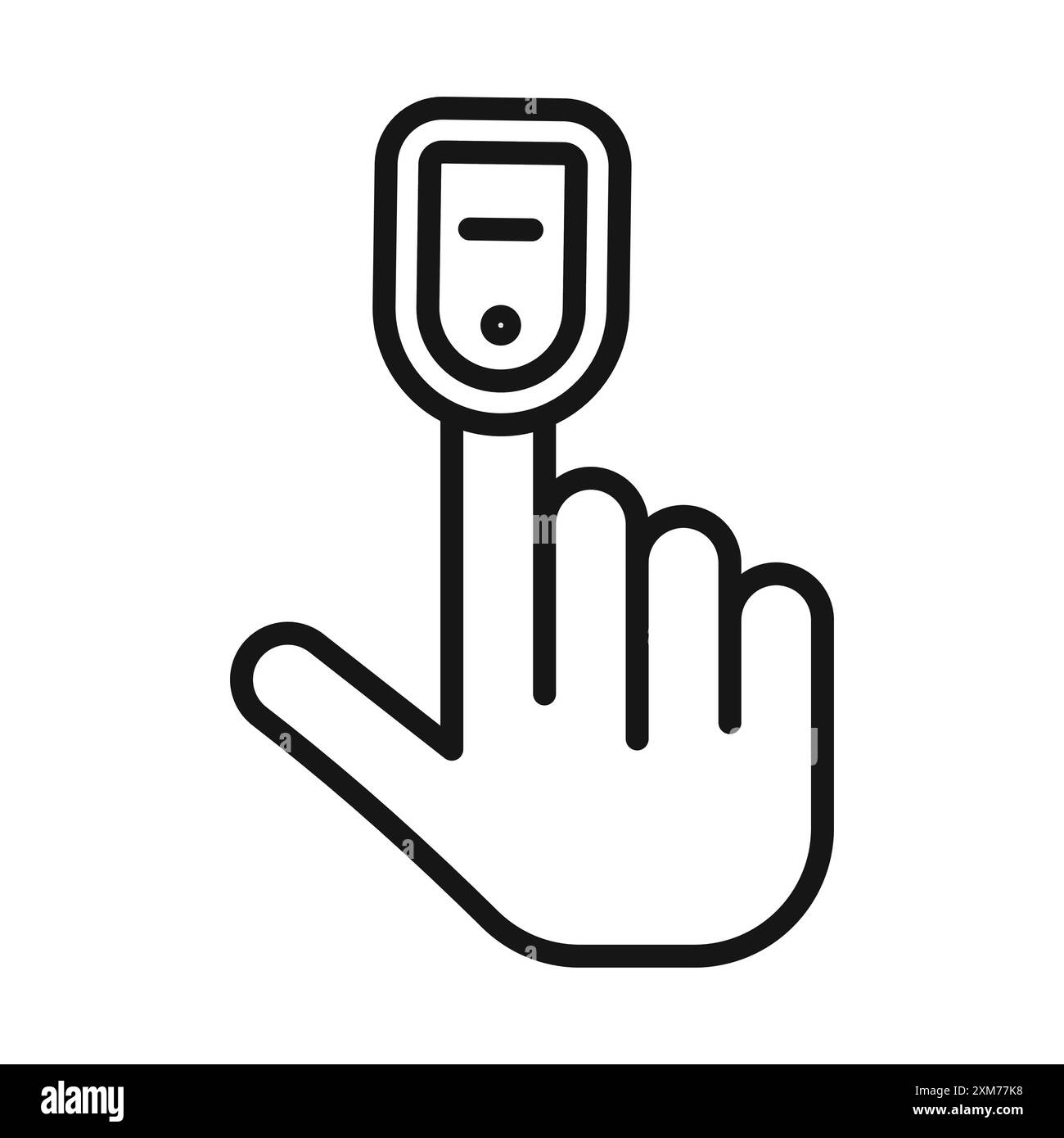 Fingertip pulse oximeter icon Black line art vector in black and white outline set collection ...