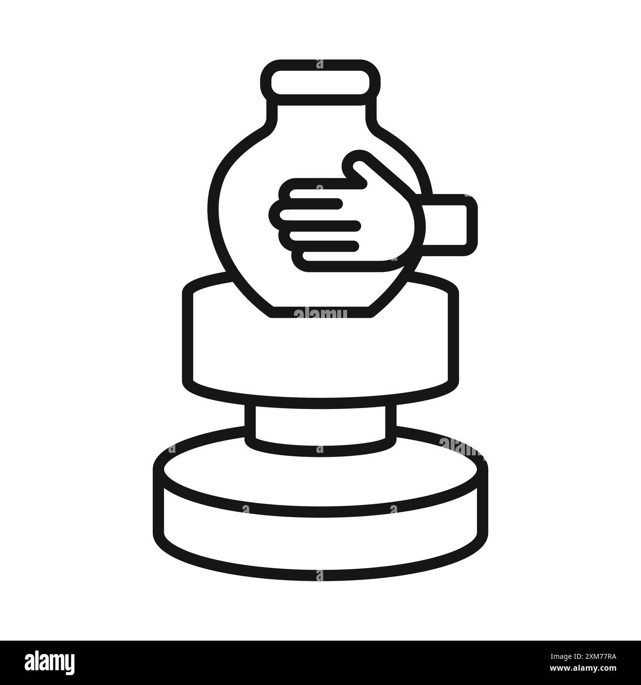 Handmade pottery icon Black line art vector in black and white outline set collection sign Stock ...
