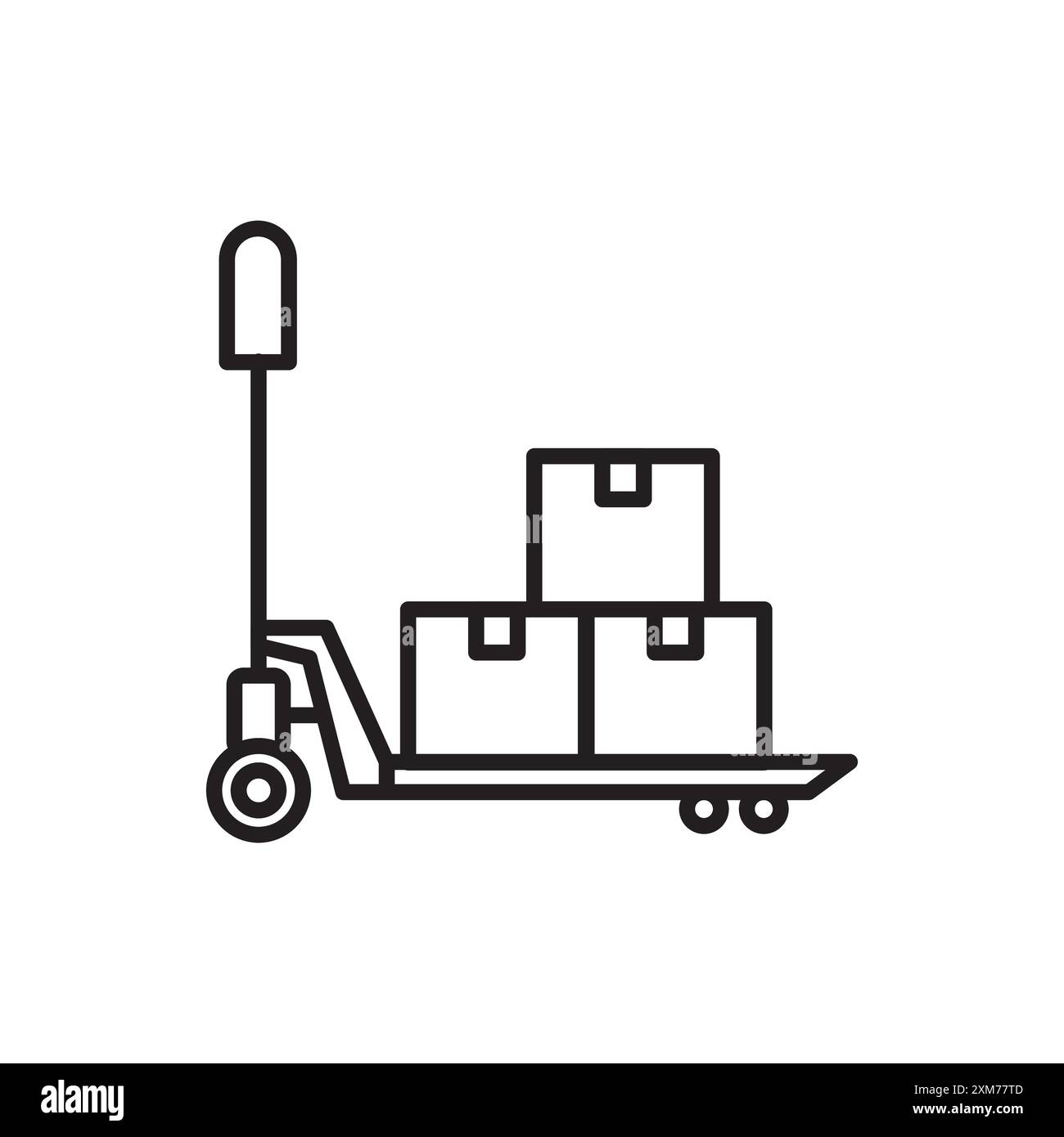 Hand pallet jack icon Black line art vector in black and white outline ...