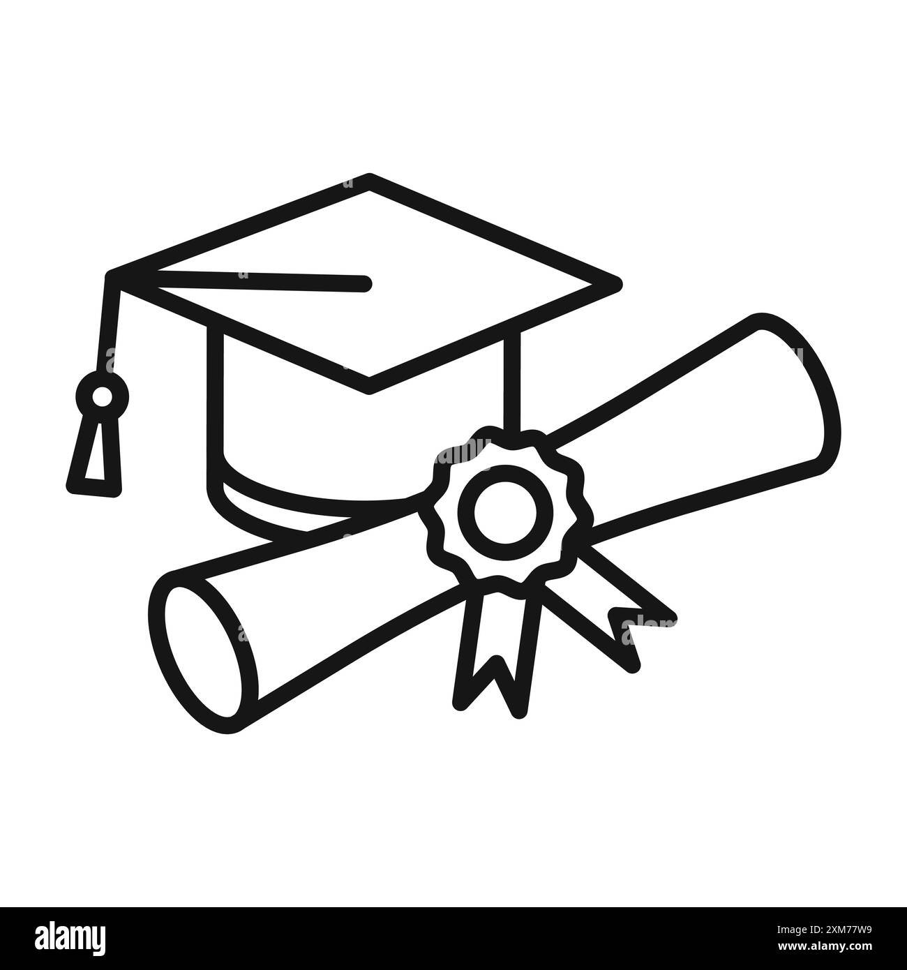 Graduation ceremony icon Black line art vector in black and white ...