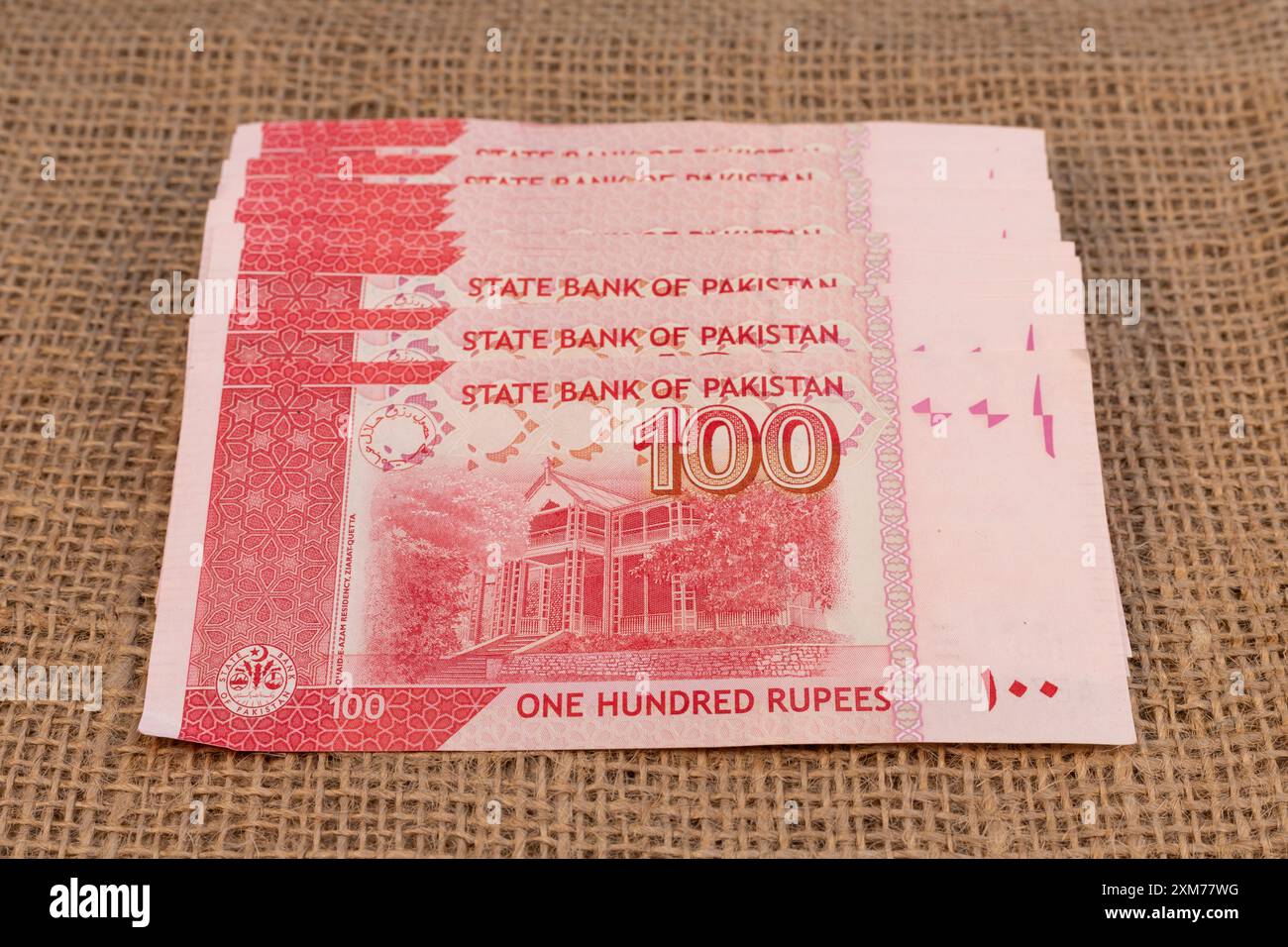 Pakistan 100 rupees notes with a portrait of Quaid-e-Azam Residency ...