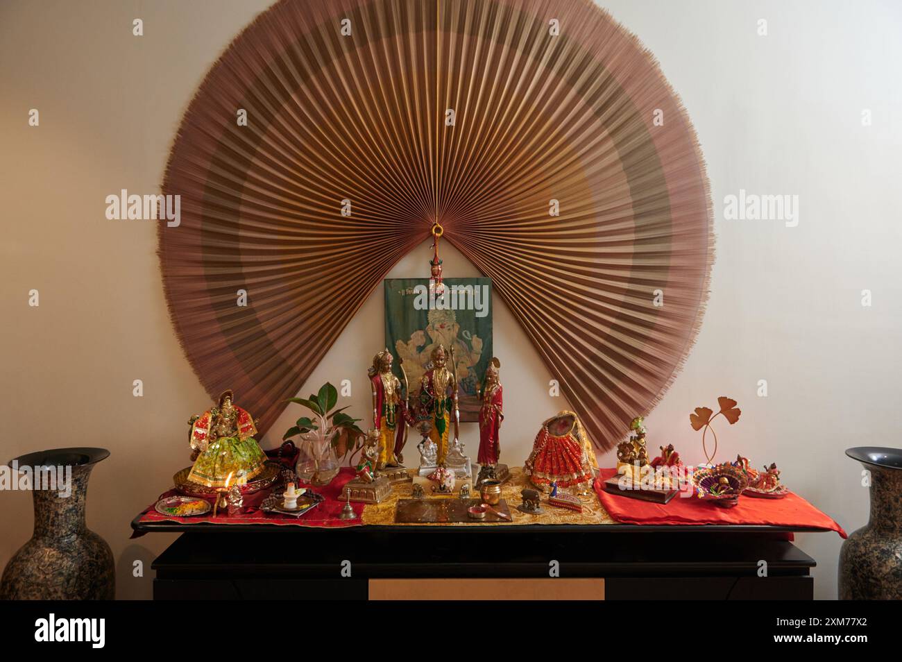 Indian Altar With Statues At Home Stock Photo - Alamy