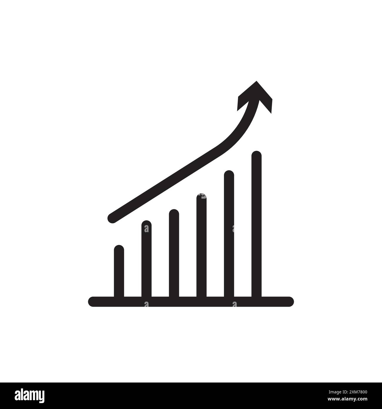 Growing graph Icon Black line art vector in black and white outline set ...
