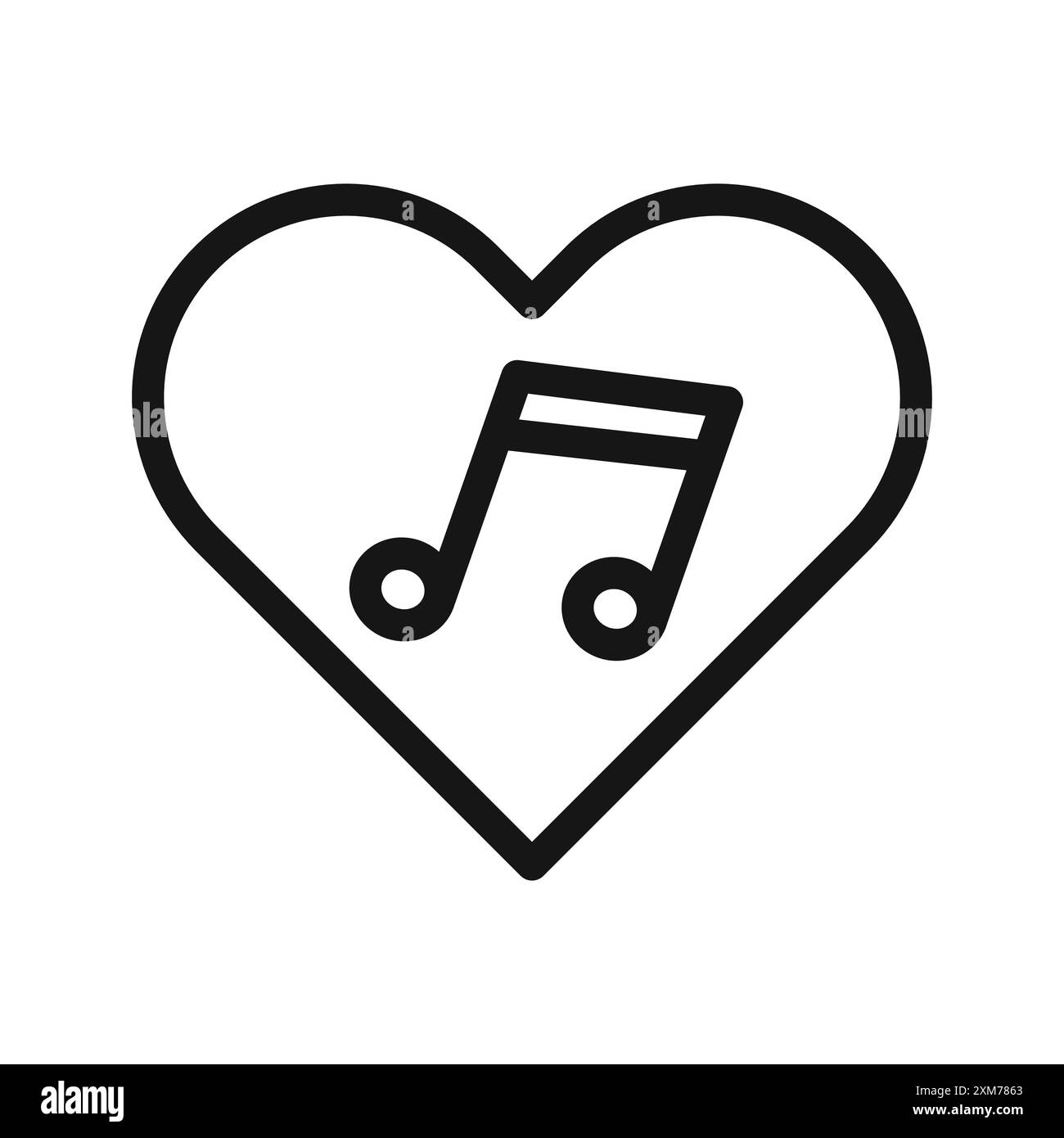 Heard heart note icon (2) Black line art vector in black and white ...