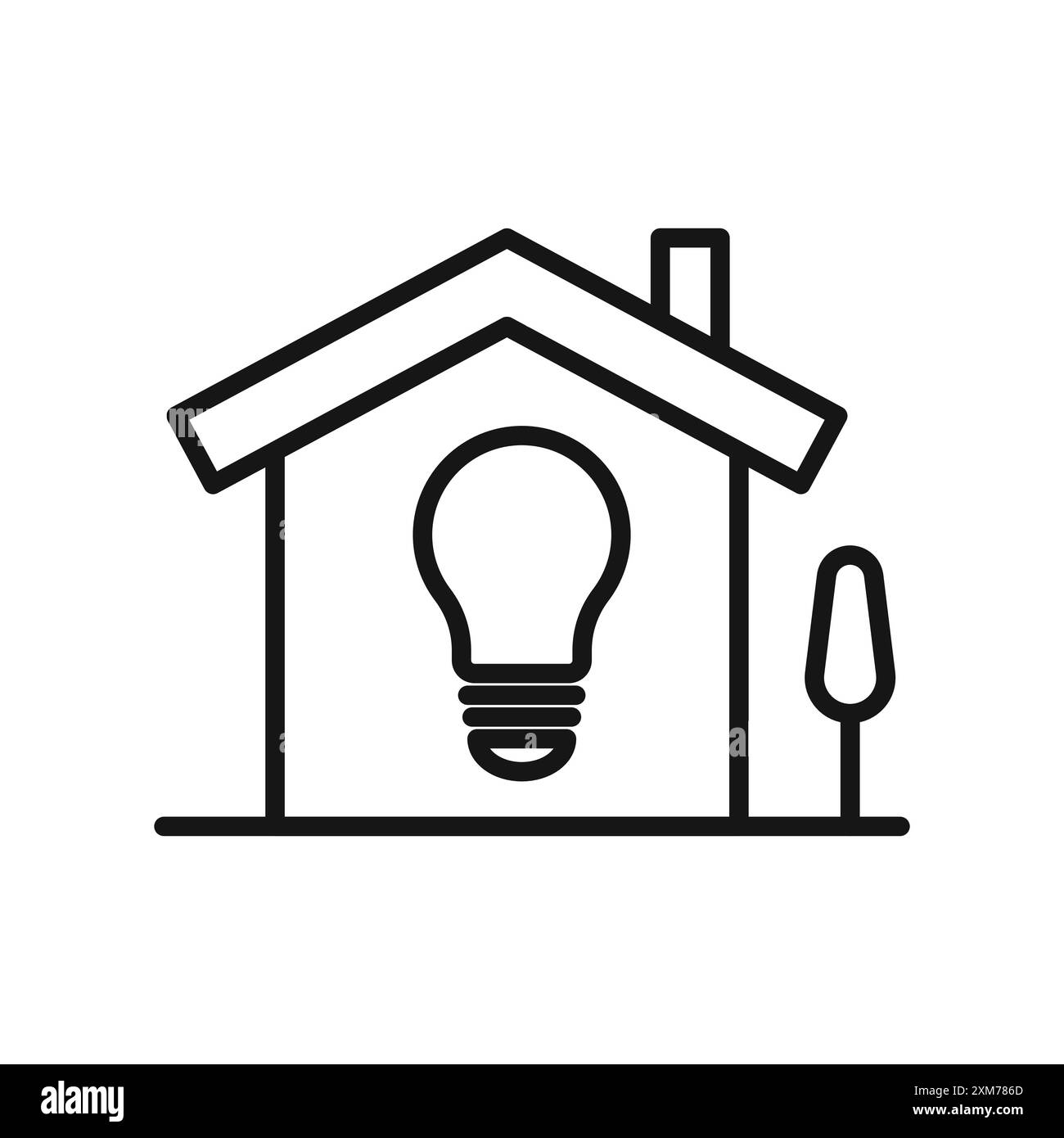 Home light icon Black line art vector in black and white outline set ...