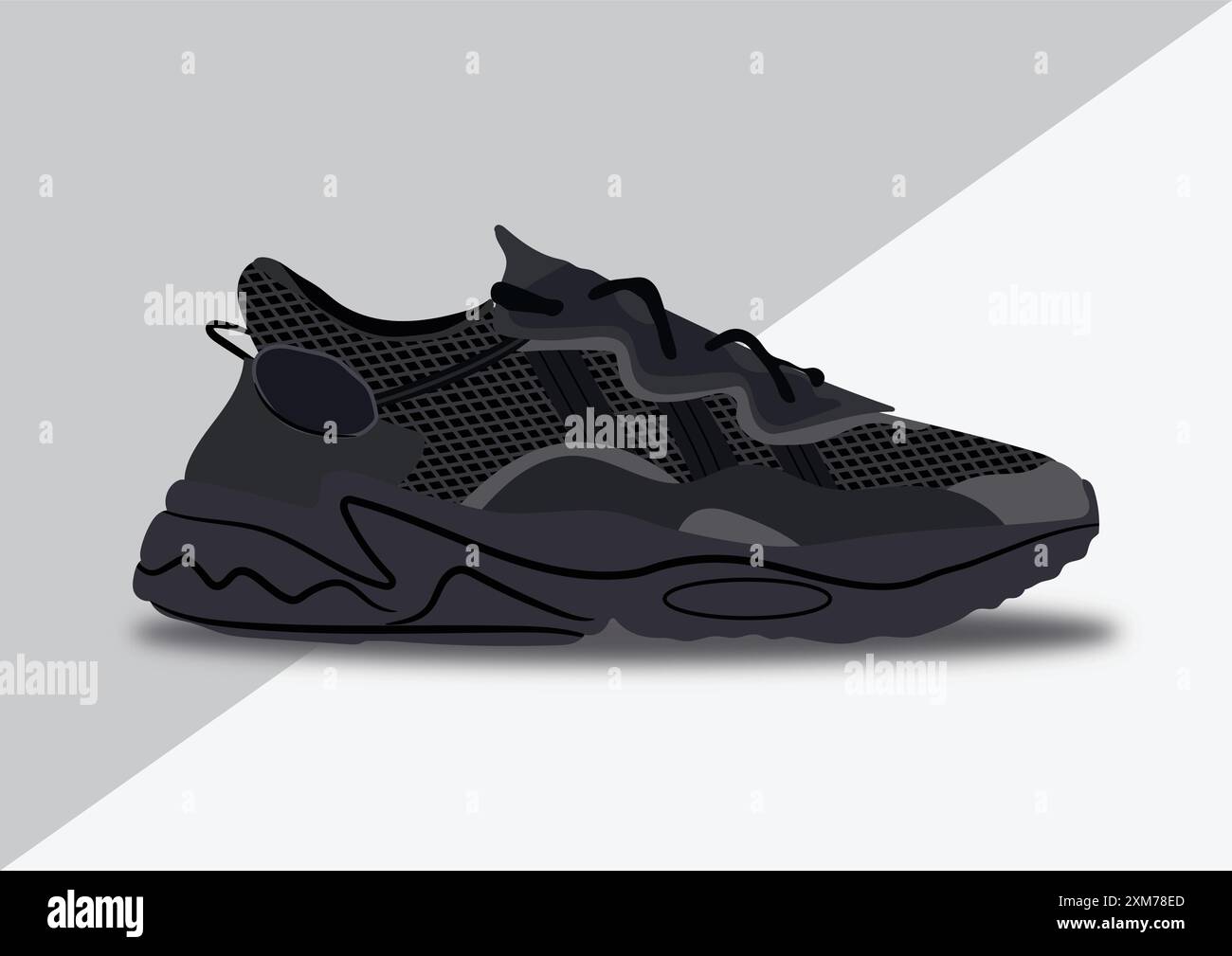 Vector illustration of trendy unisex black shoes Stock Vector Image ...