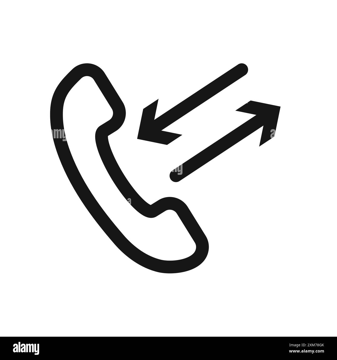incoming outgoing calls icon Black line art vector in black and white ...