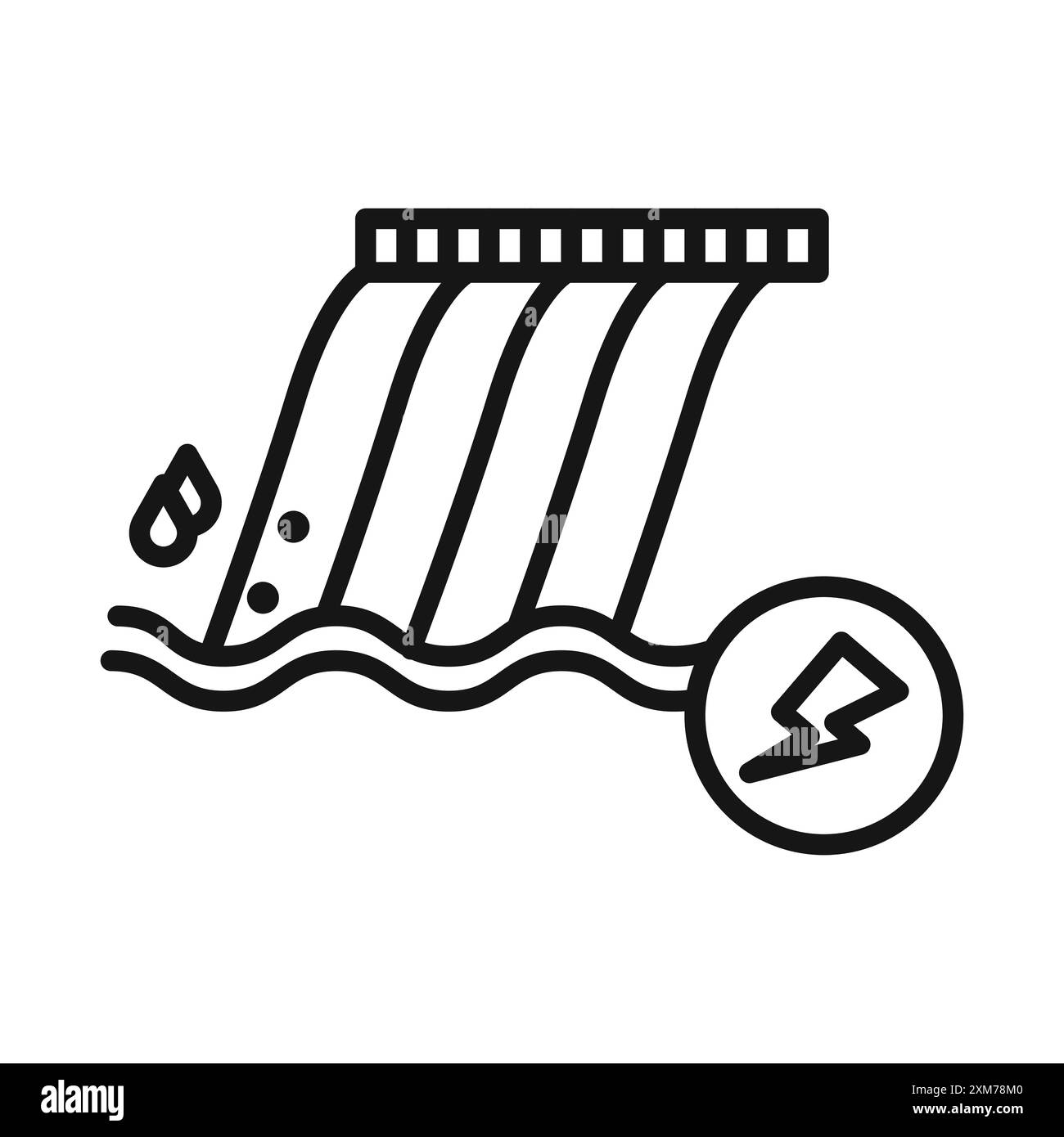 Hydroelectric dam icon Black line art vector in black and white outline ...