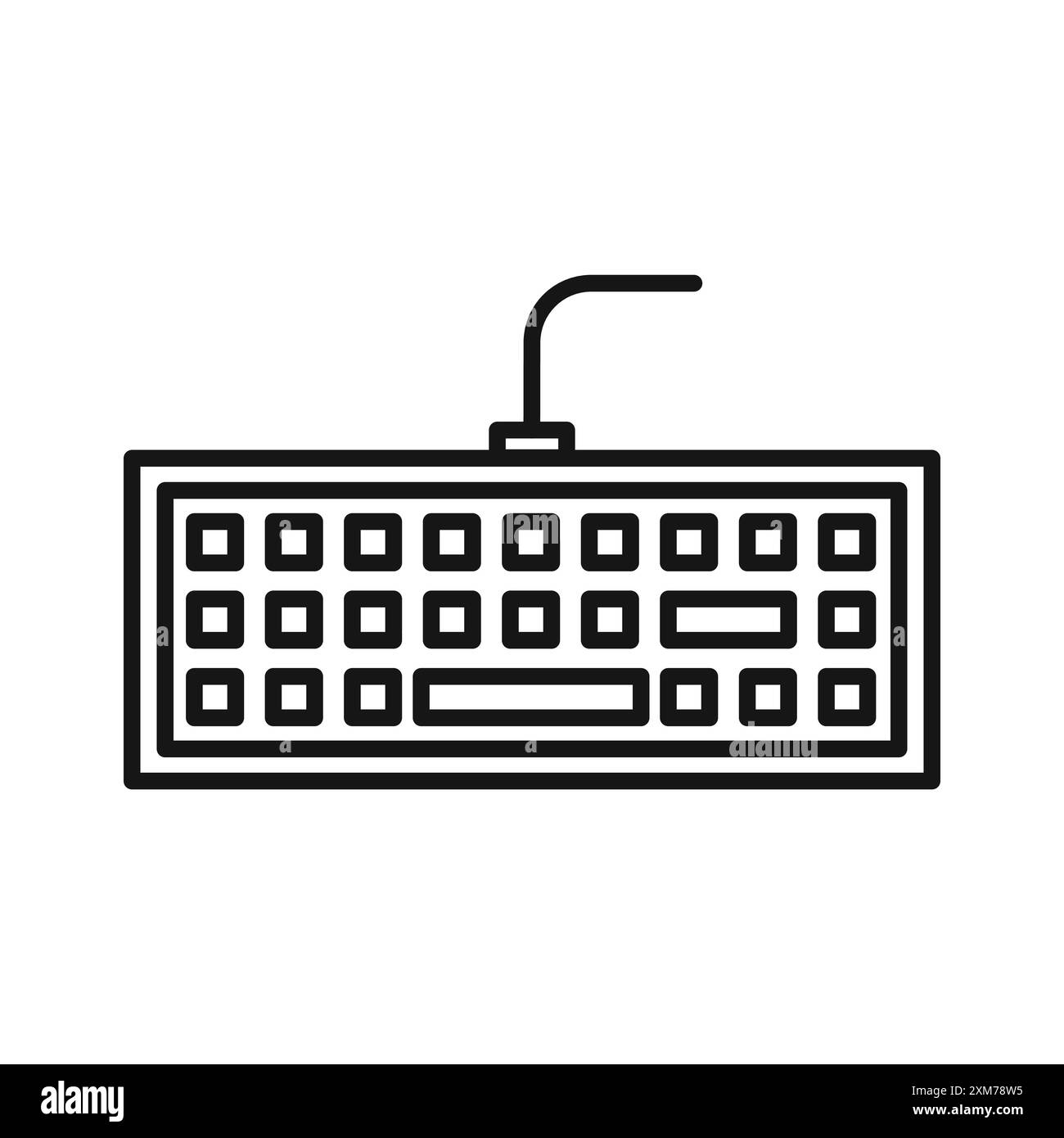 Keyboard icon Black line art vector in black and white outline set ...