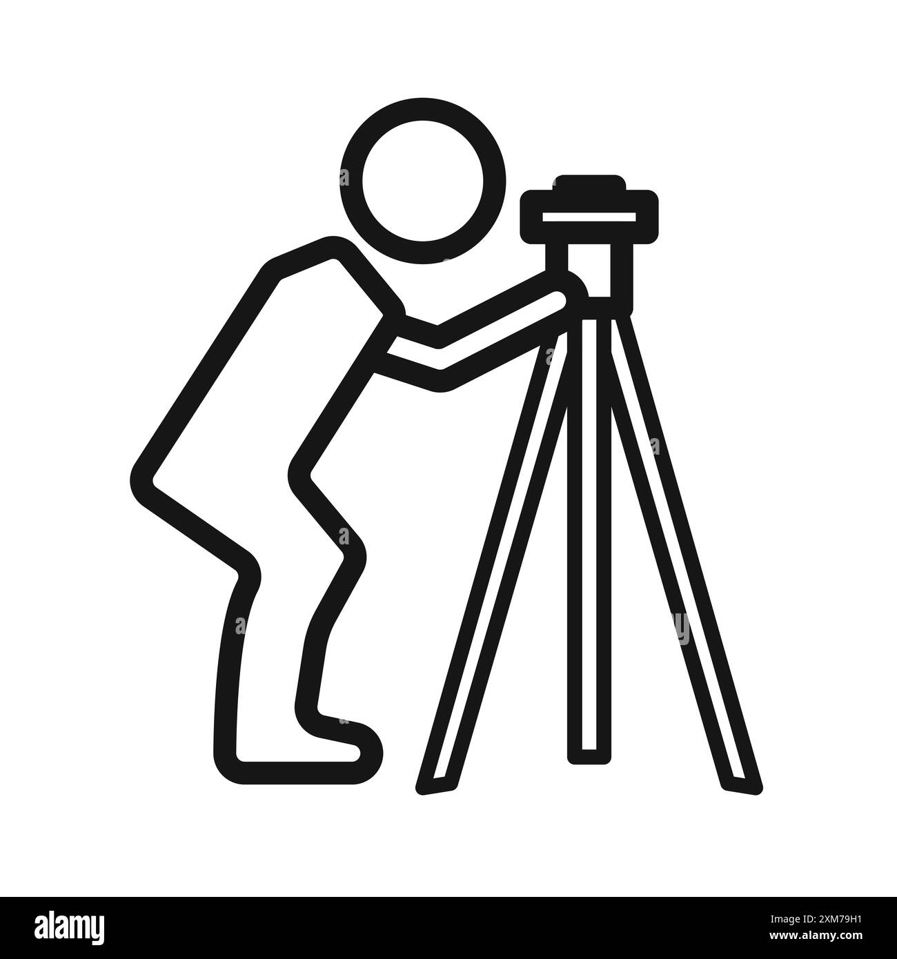 land surveyor icon Black line art vector in black and white outline set collection sign Stock ...