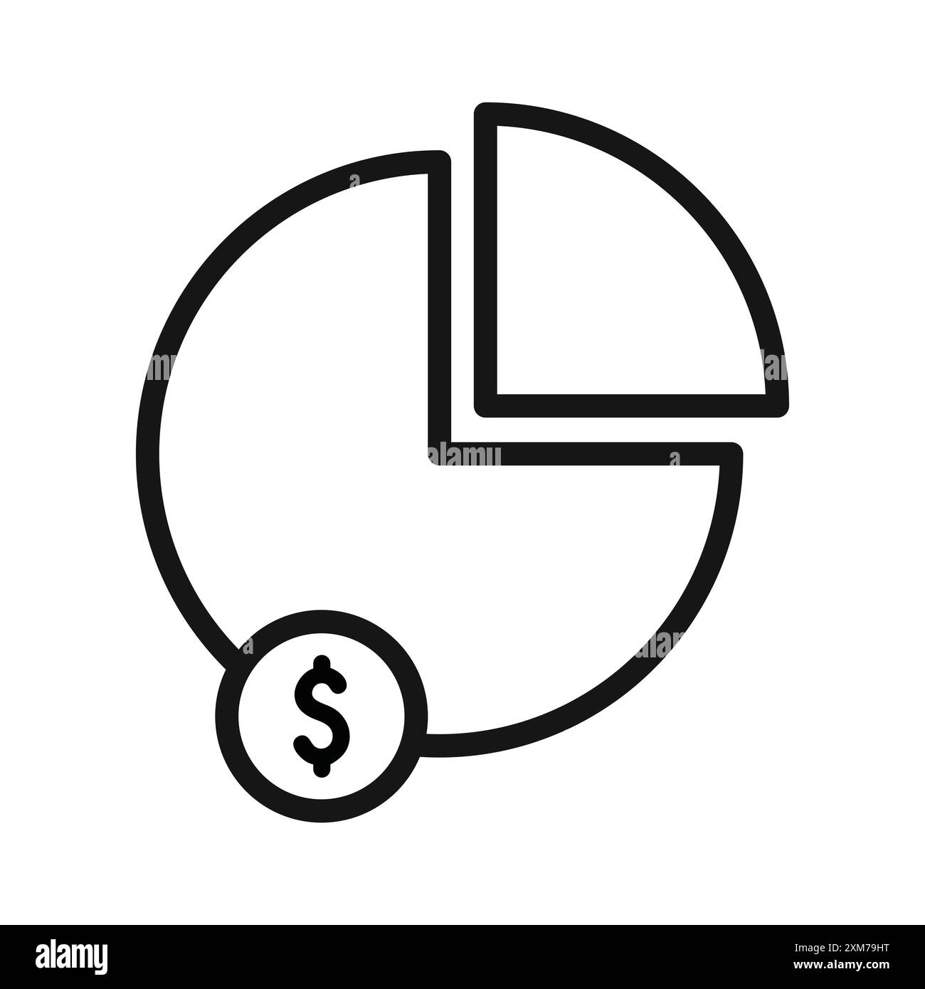 Market share icon Black line art vector in black and white outline set ...