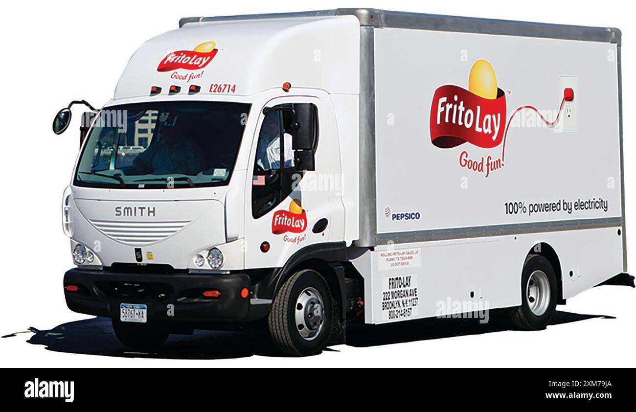 One of five Frito-Lay all-electric delivery trucks is seen with the New ...