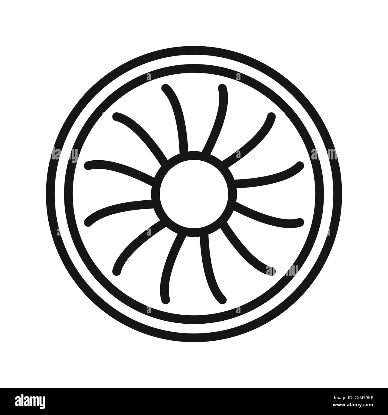 Plane turbine icon Black line art vector in black and white outline set collection sign Stock ...