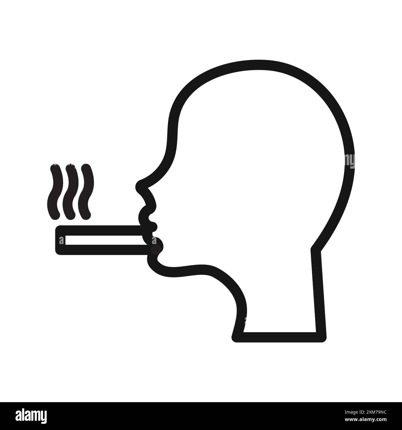 man smoking cigarette icon Black line art vector in black and white ...