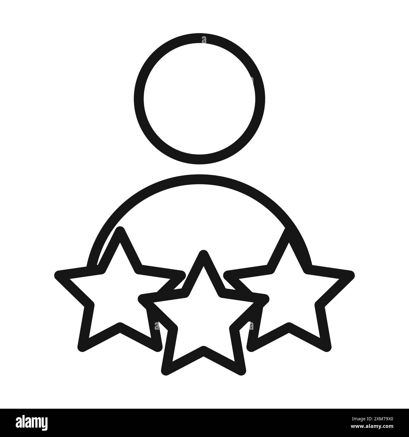 Rating employee icon Black line art vector in black and white outline ...