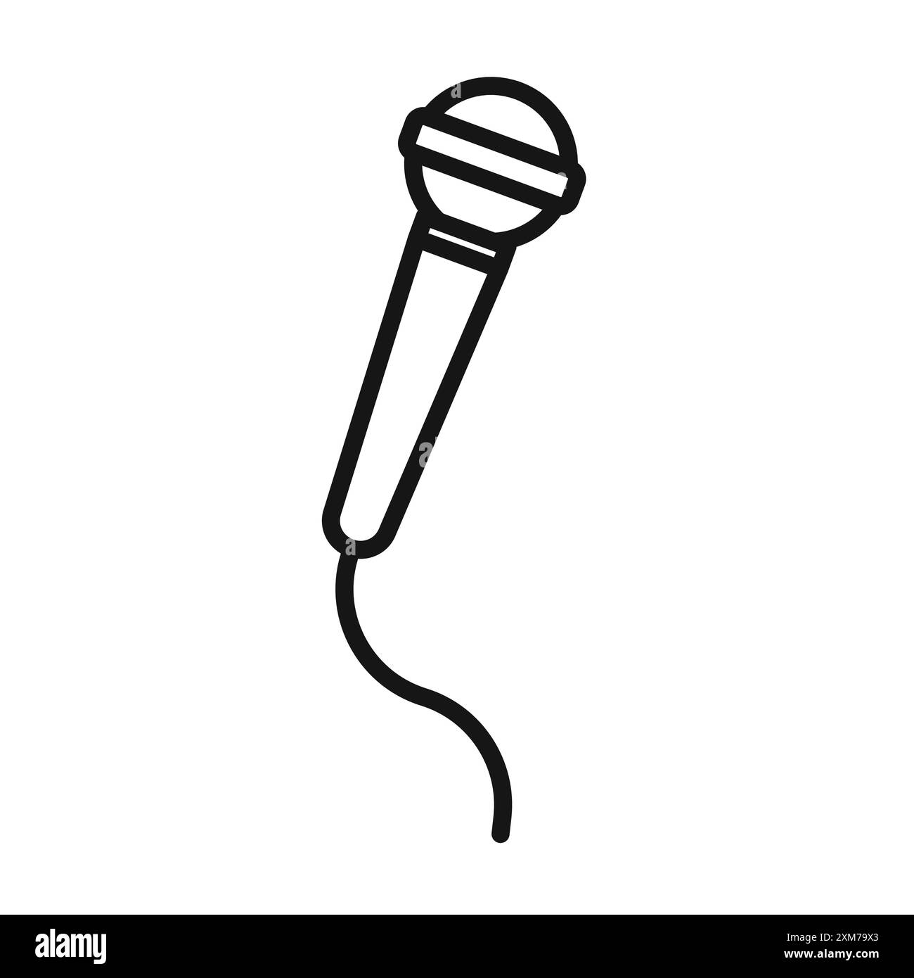 Microphone icon Black line art vector in black and white outline set ...