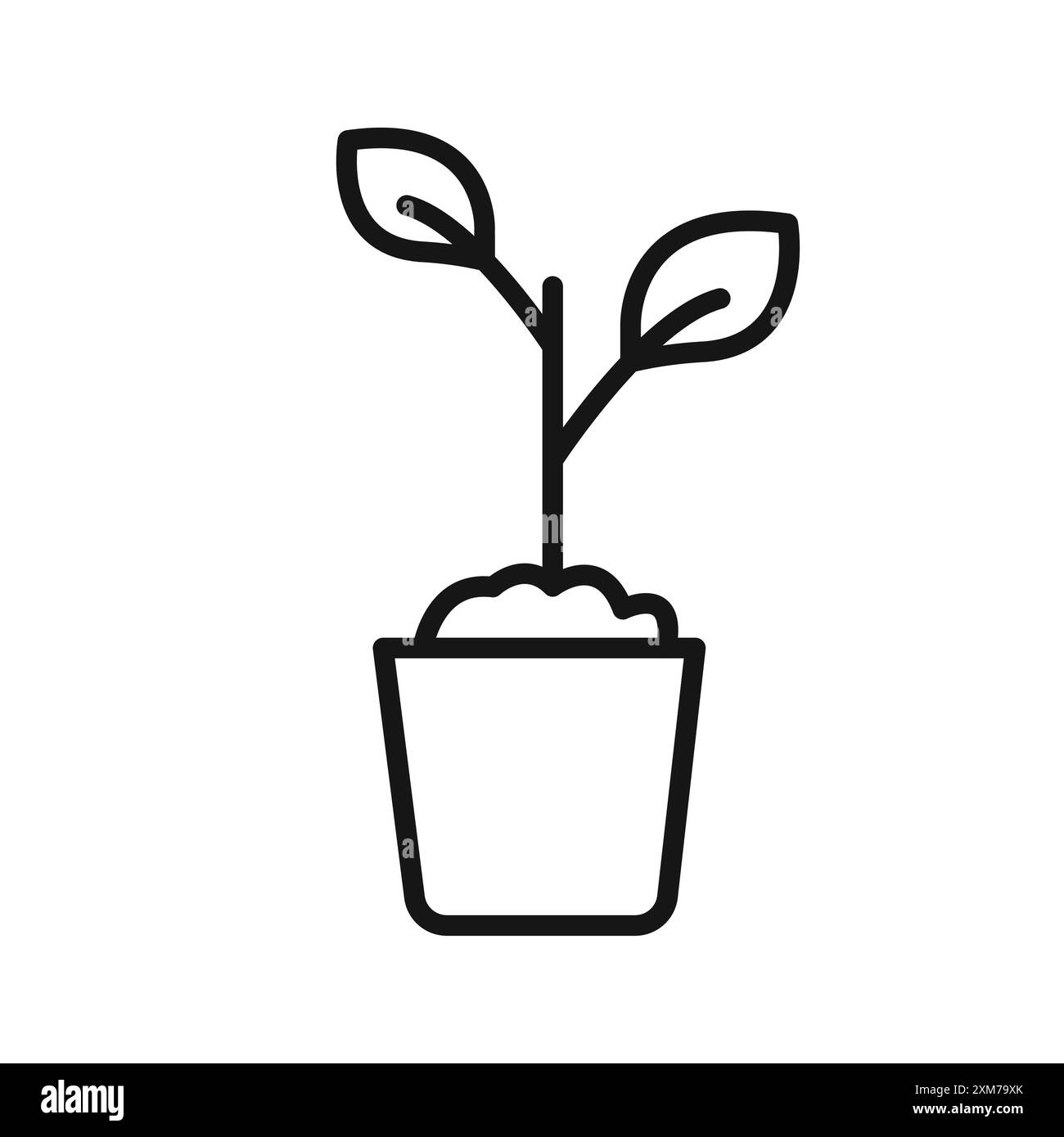 plant icon Black line art vector in black and white outline set collection sign Stock Vector ...