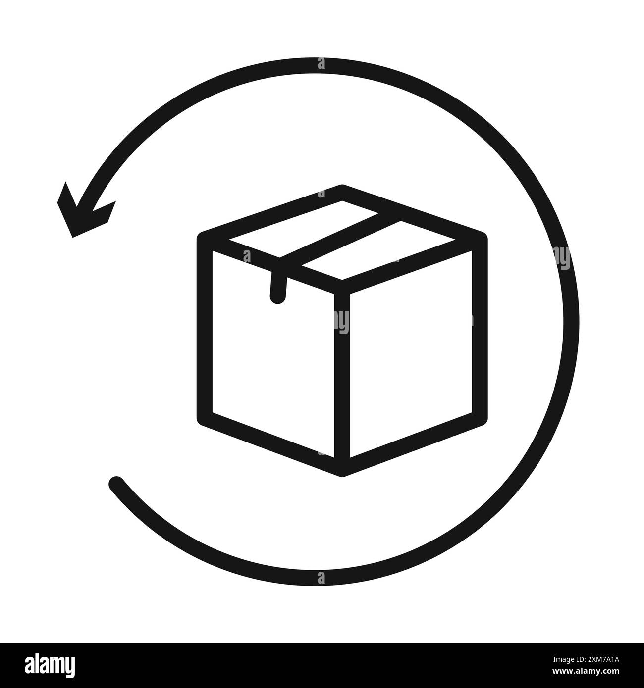product return Box icon Black line art vector in black and white ...