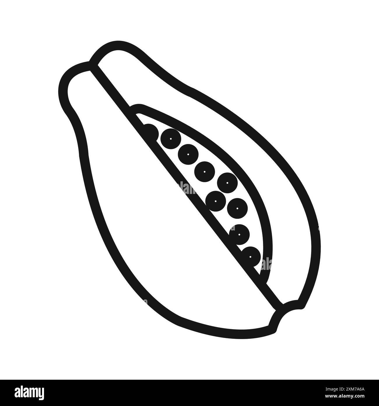 Papaya icon (2) Black line art vector in black and white outline set ...
