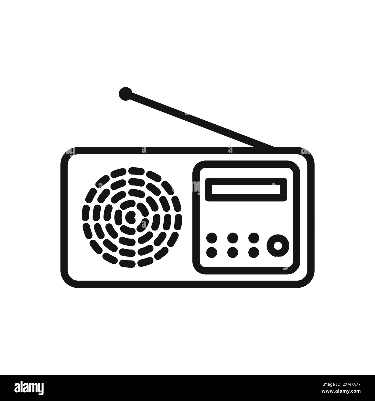 radio icon Black line art vector in black and white outline set ...