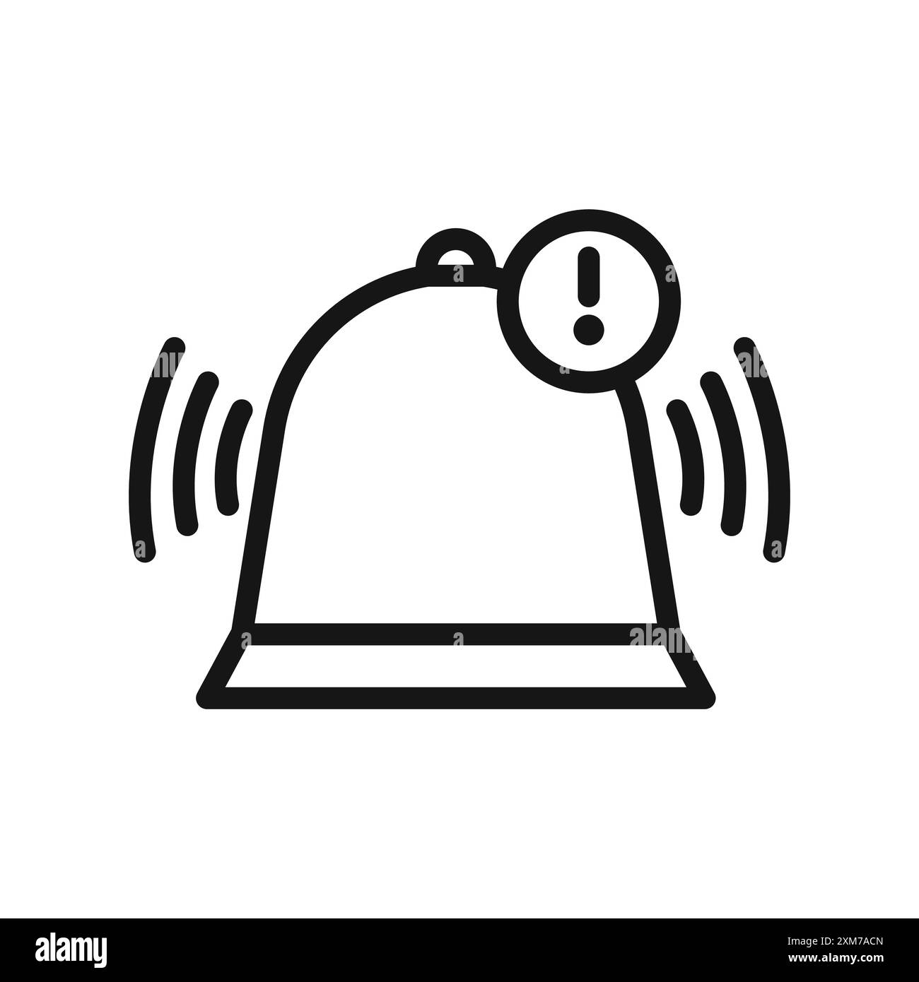 Notification bell icon Black line art vector in black and white outline ...