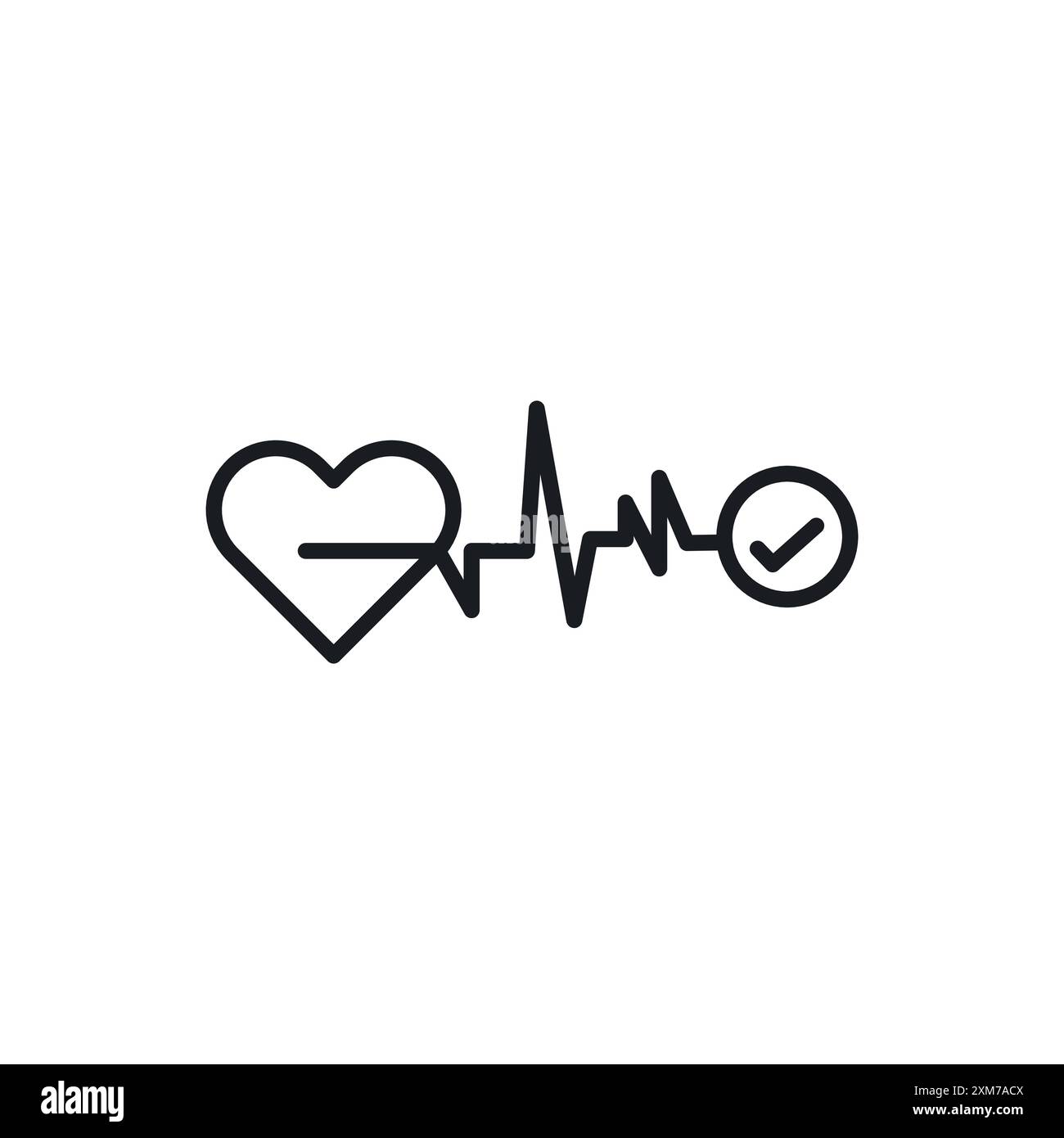 pulse heart check up icon Black line art vector in black and white ...