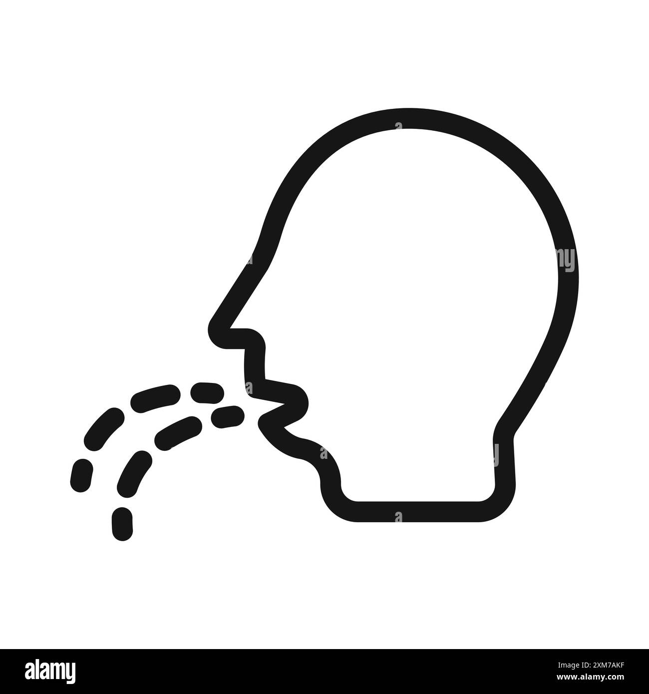 man coughs icon Black line art vector in black and white outline set ...