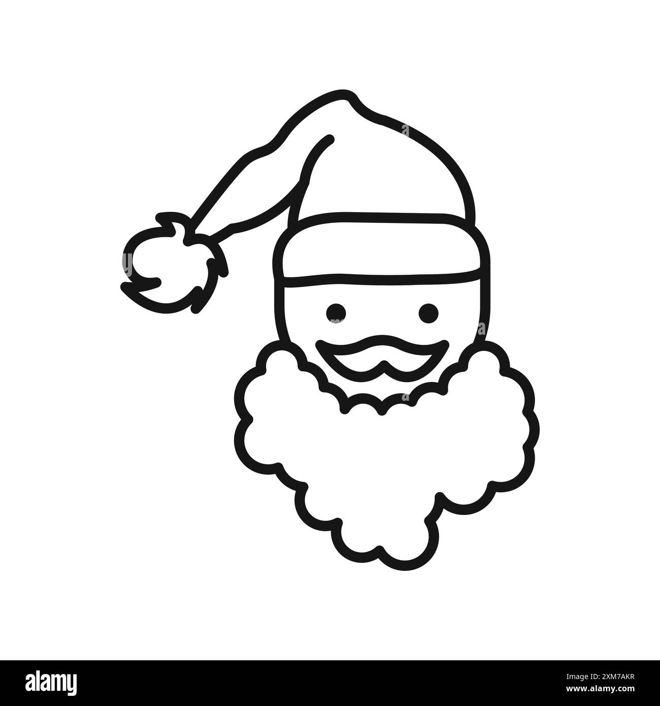 Santa Claus icon Black line art vector in black and white outline set ...