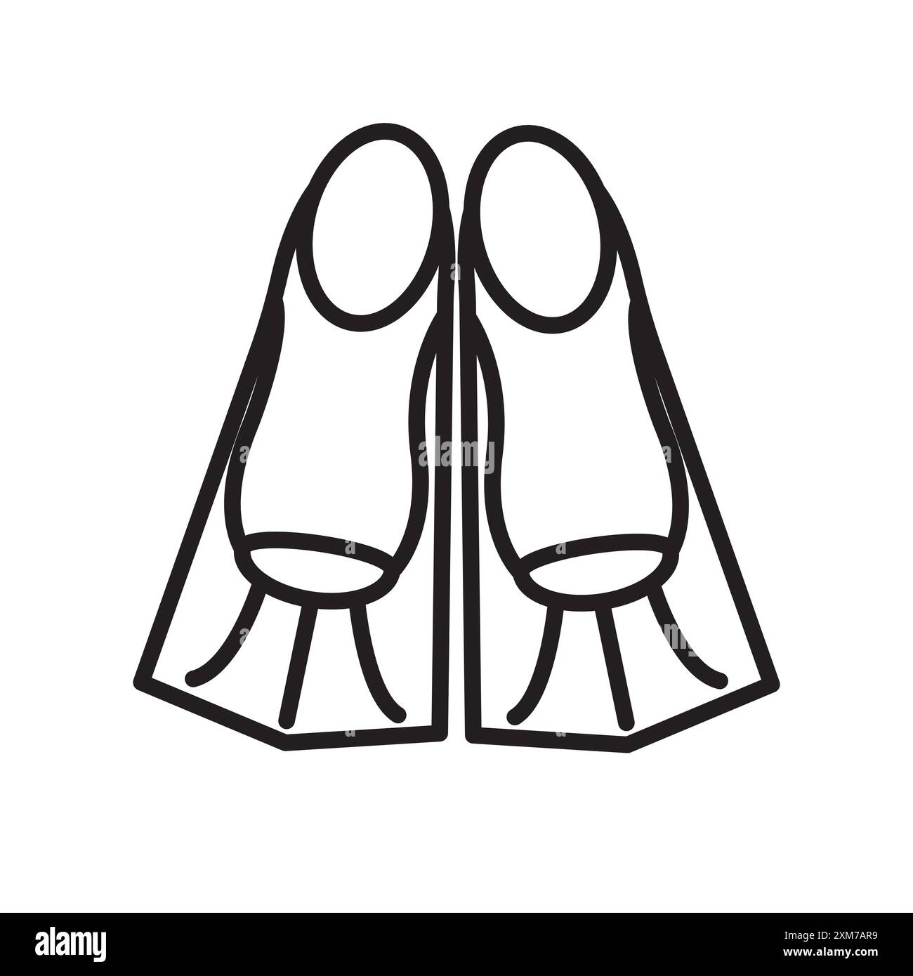 Swimming flippers icon Black line art vector in black and white outline set collection sign ...