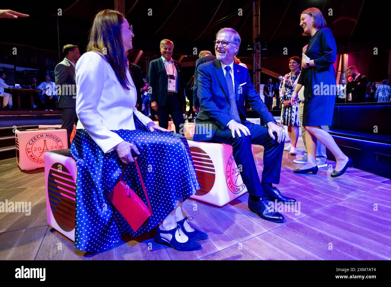 Paris, France. 26th July, 2024. Czech PM wife Jana Fialova, left, and ...