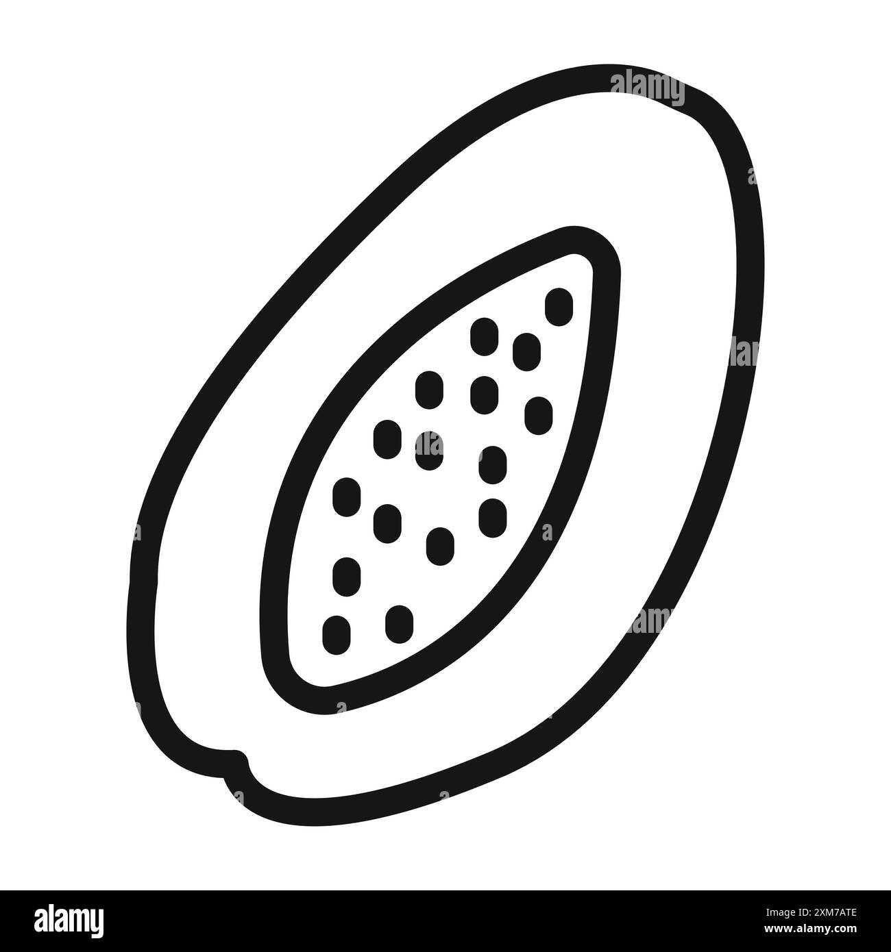 Papaya icon Black line art vector in black and white outline set ...