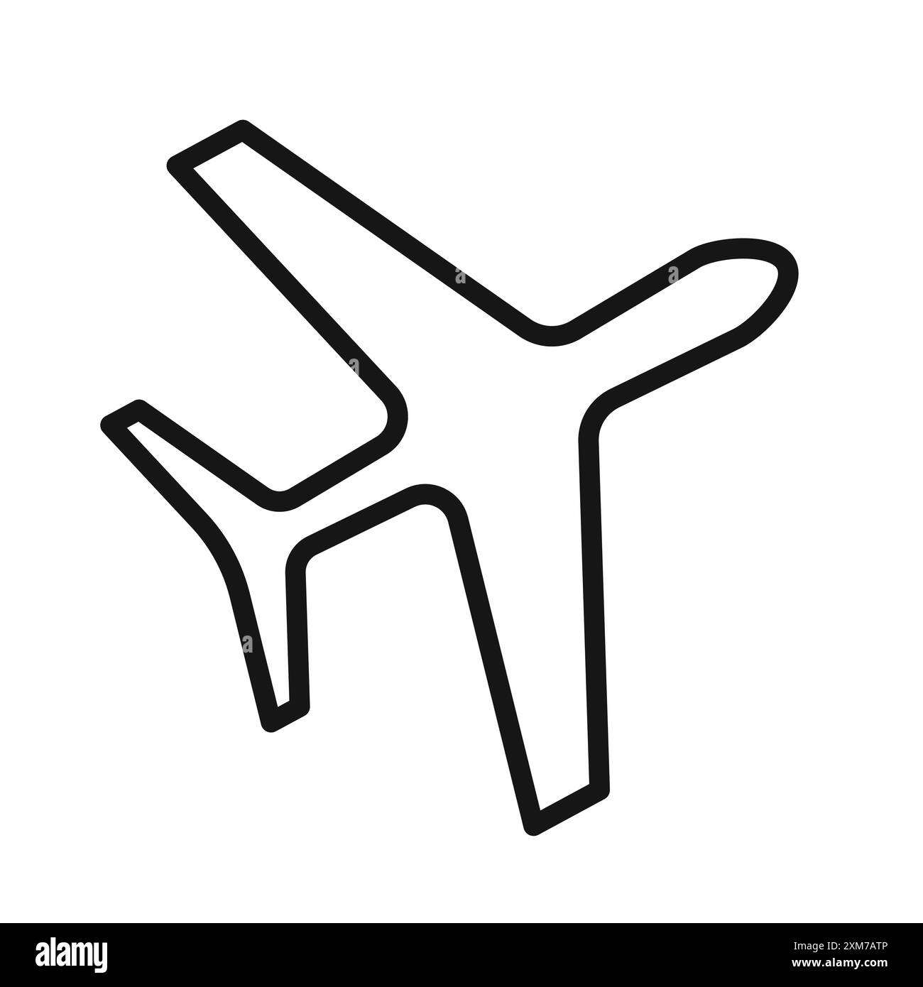 Plane icon Black line art vector in black and white outline set ...