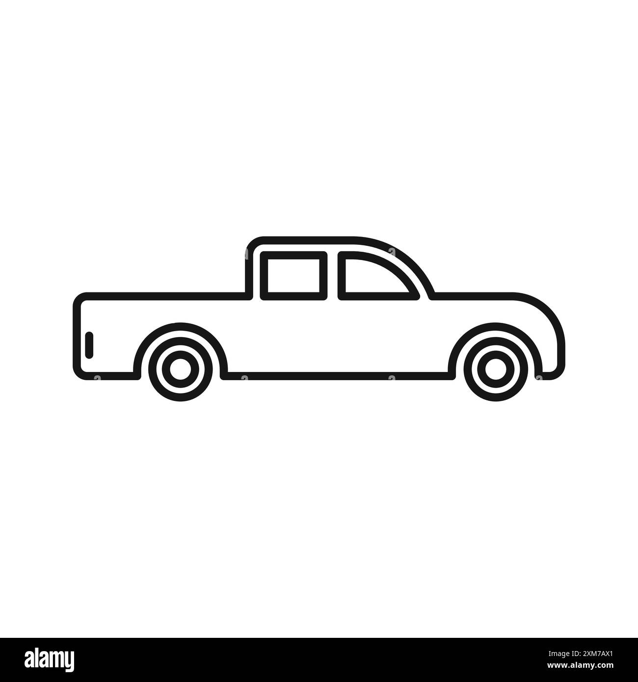 Pickup truck icon Black line art vector in black and white outline set ...
