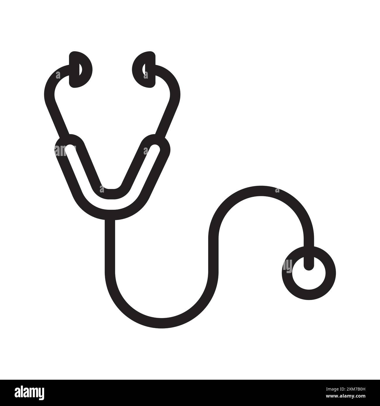 stethoscope icon Black line art vector in black and white outline set ...