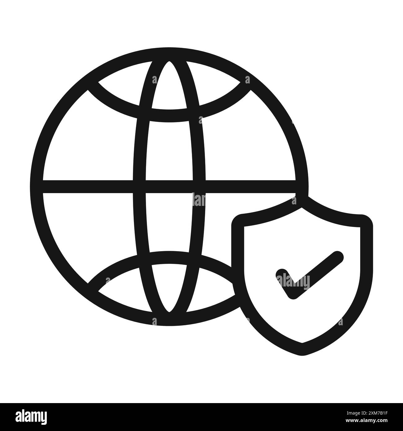Web Security icon Black line art vector in black and white outline set ...