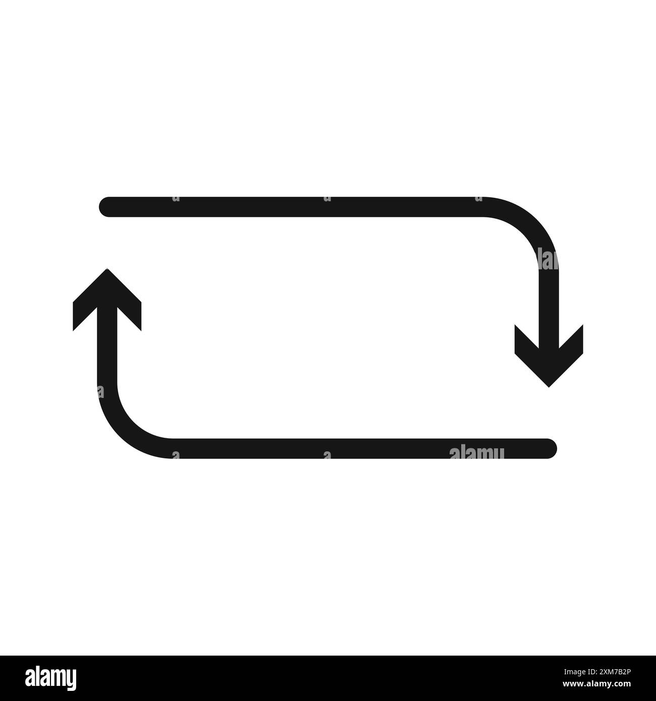 Repeat reload arrow icon Black line art vector in black and white ...