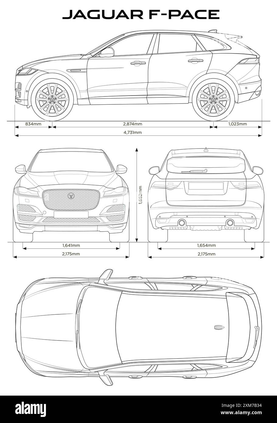 2017 Jaguar F Pace car blueprint Stock Vector Image & Art - Alamy